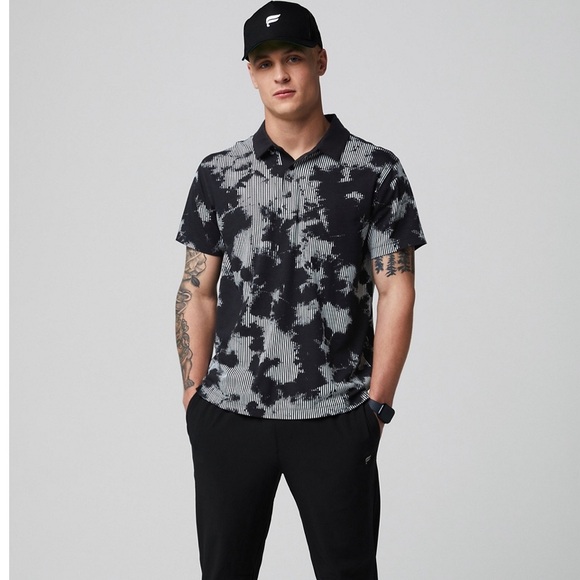 Fabletics | Shirts | Fabletics 247 Polo In Black Static Stripe Size ...